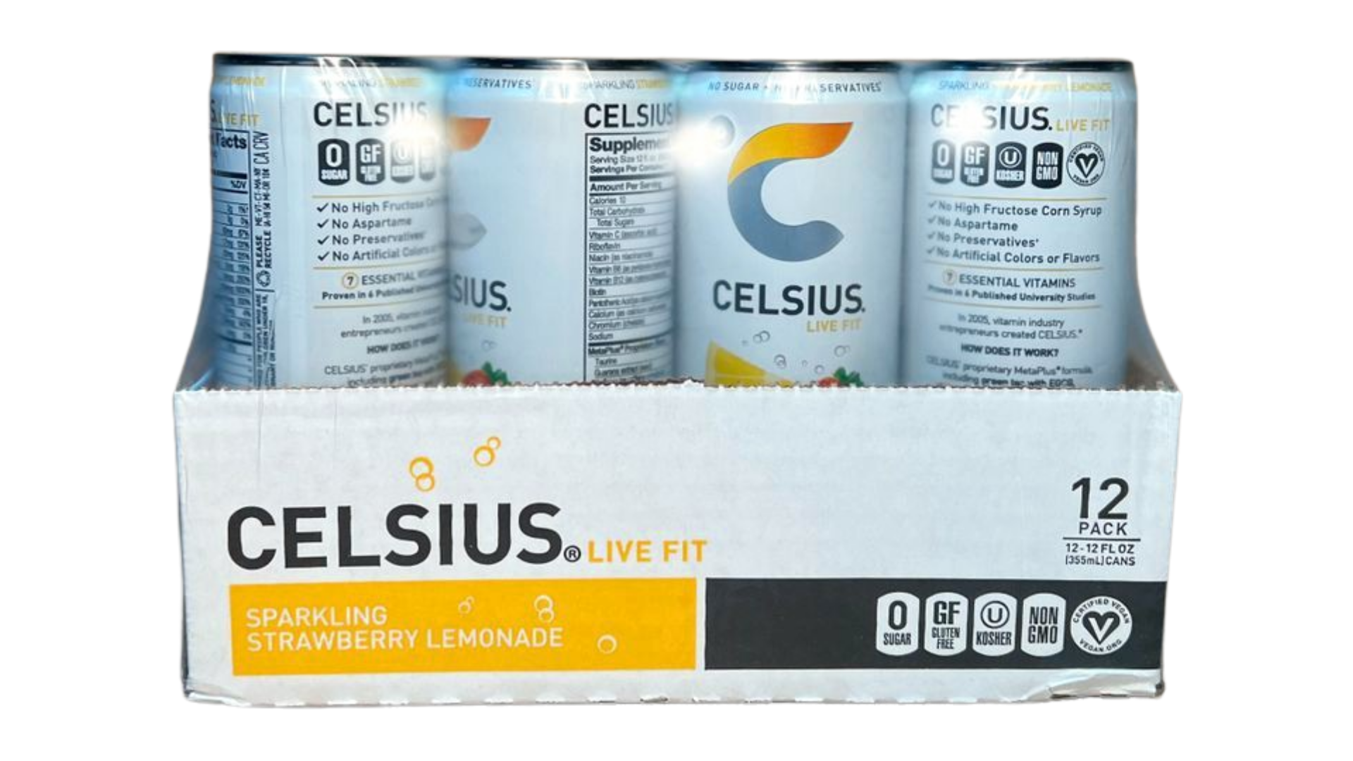 Celsius Sparkling - Strawberry Lemonade (12 Fl. Oz / 12 Pack) – 123 ...
